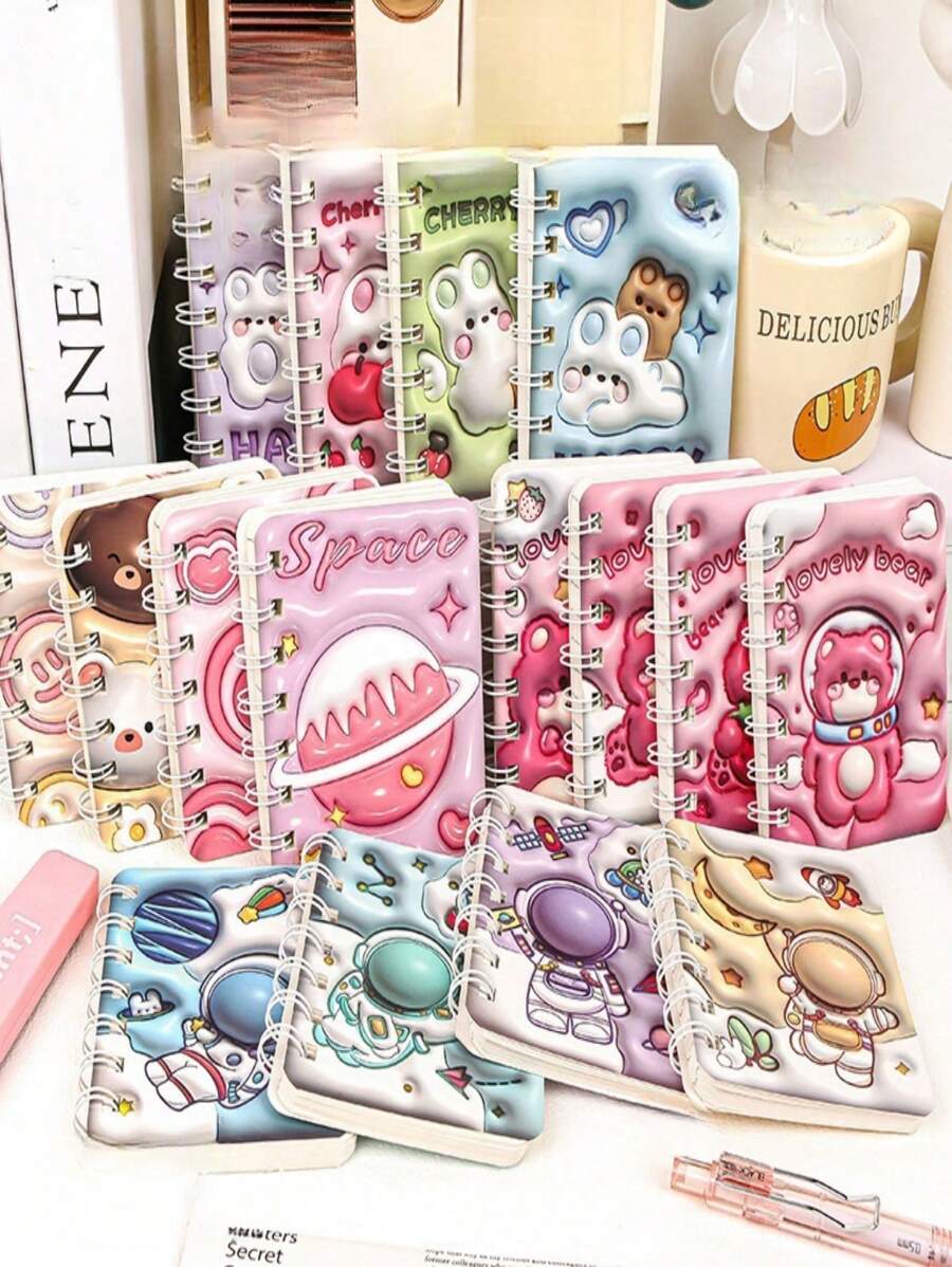 A Pack Of 4 A7 New 3D Three-Dimensional Flip Coil Notebooks With High ...