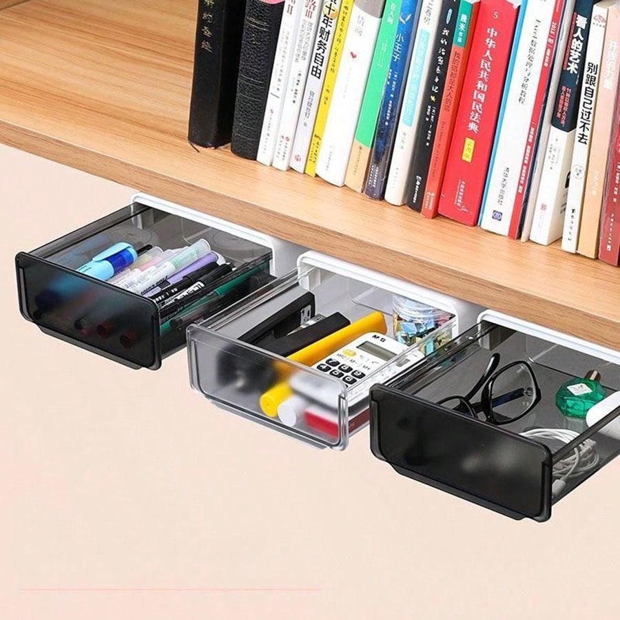 Desk Drawer Storage Box, Office Desk Organizer Stationery Hidden Non ...