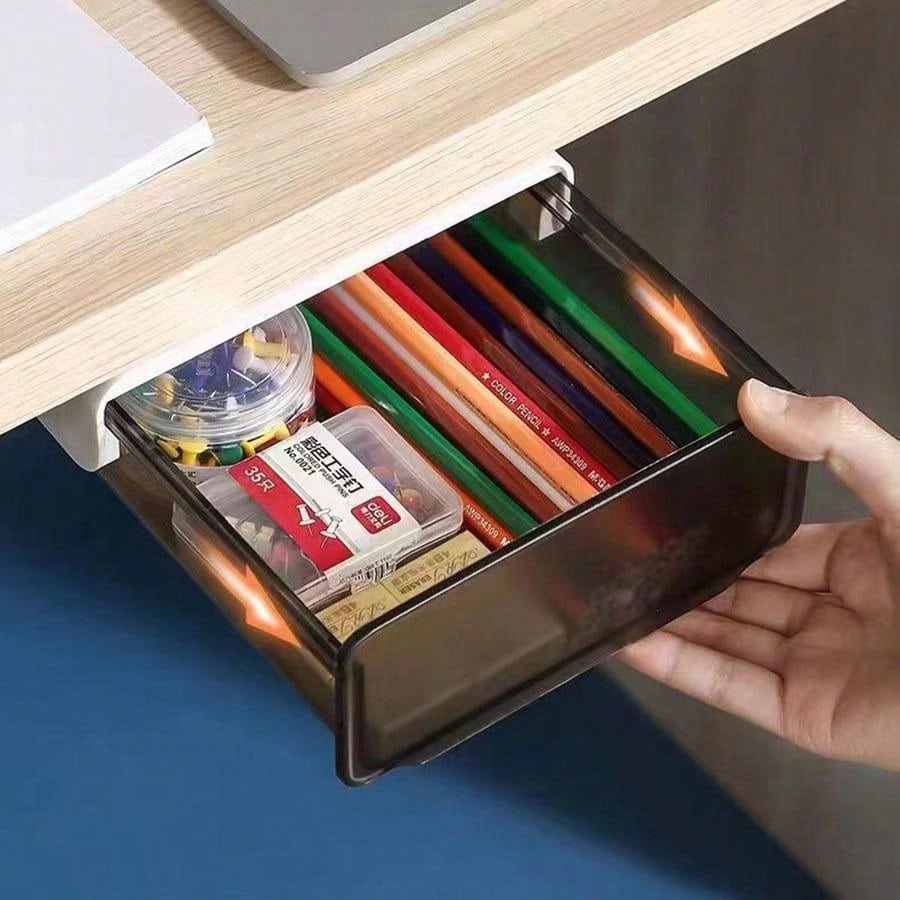 Desk Drawer Storage Box, Office Desk Organizer Stationery Hidden Non ...