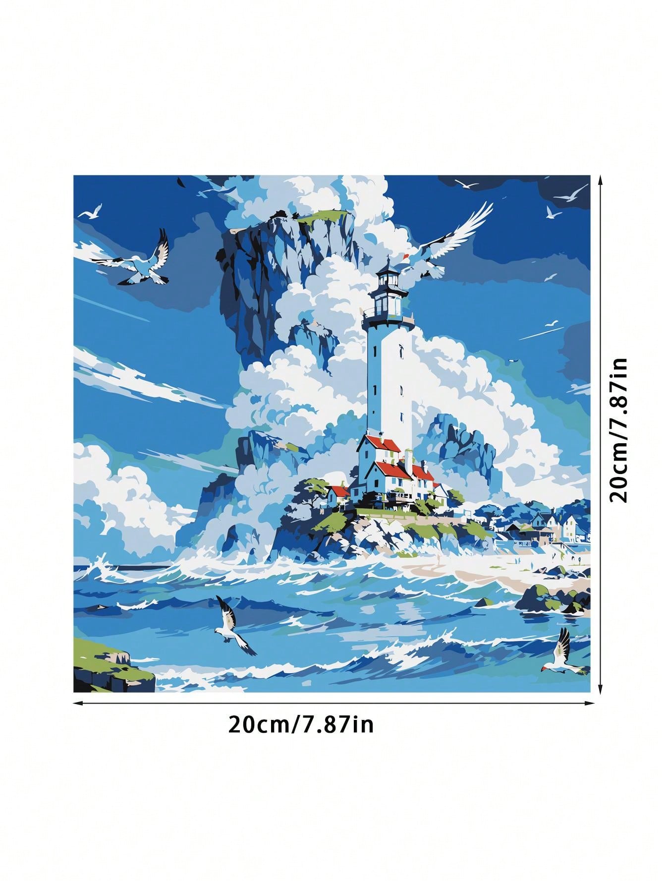 1pc Oil Painting Kit By Numbers About A Watchtower On The Sea DIY ...