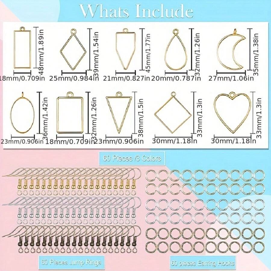 180 Pieces Open Bezels For Resin Jewelry Making Kit Hollow Frame ...