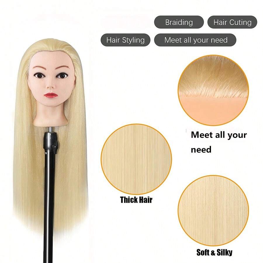 Training Head 24inch Styling Hairdressing Head Synthetic Fiber Hair ...