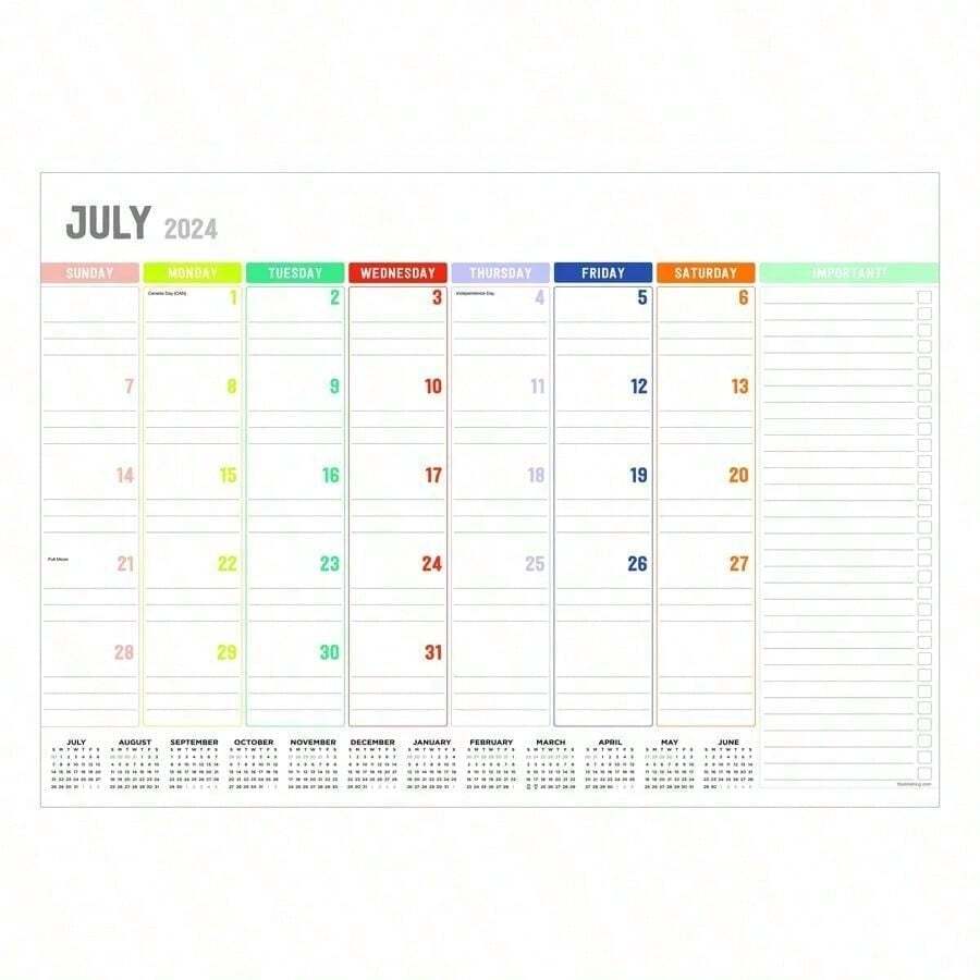 July 2024 - June 2025 Rainbow Blocks Medium Desk Pad Monthly Blotter ...