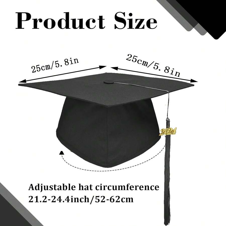 1pc Graduation Cap With 2024 Tassel, Black Graduation Cap, Tassel For ...