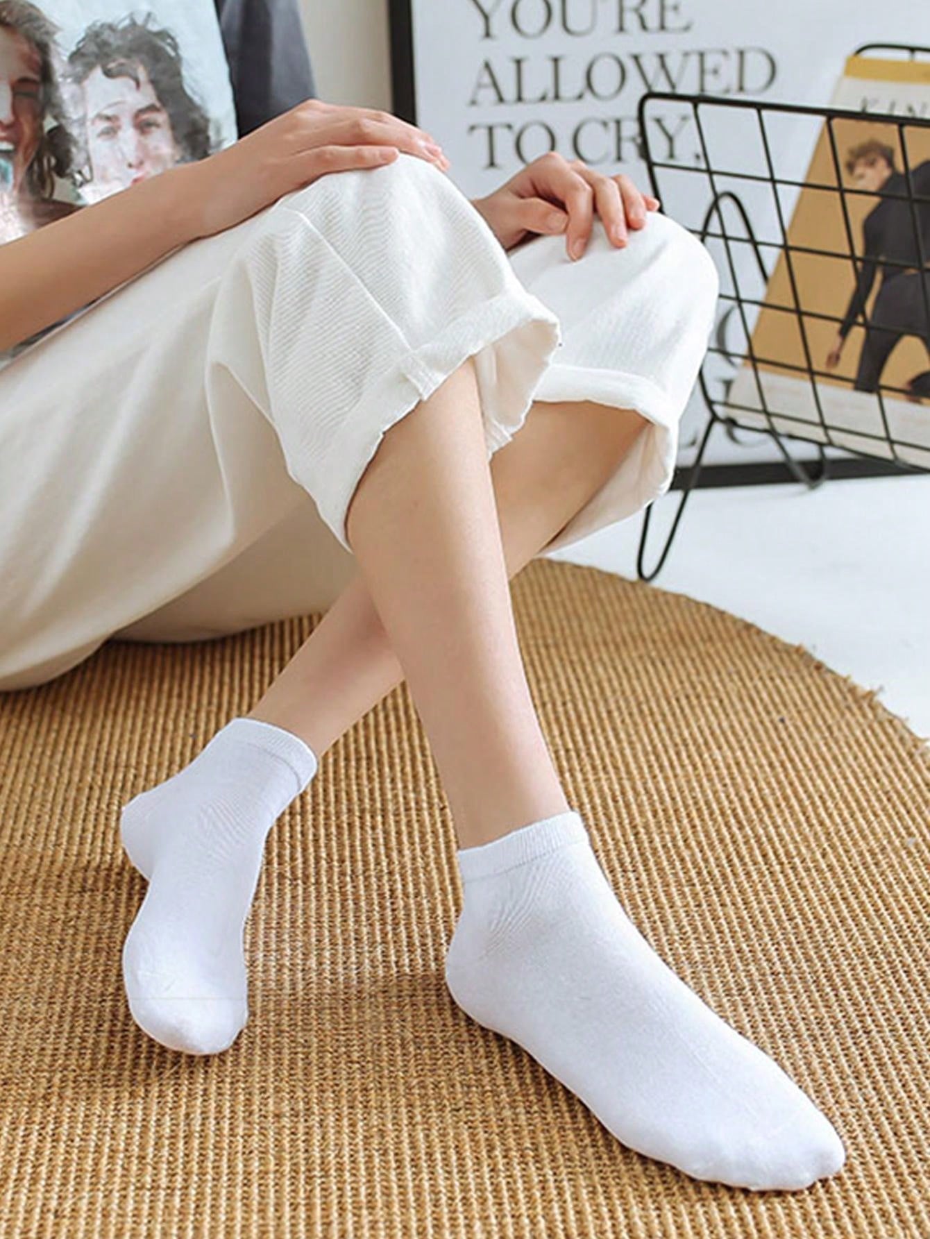 12 Pairs/Set Women's Short Socks, Thin, Sweat-Absorbent, Breathable ...