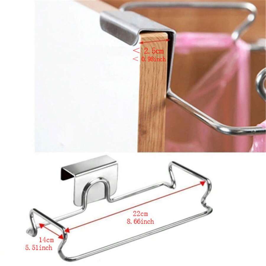 Stainless Steel Kitchen Trash Rack Cabinet Door Garbage Bags Holder ...