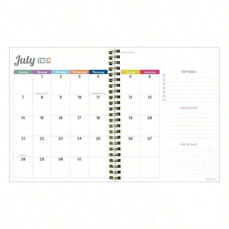 July 2024 - June 2025 Cabana Stripe Medium Weekly Monthly Planner ...