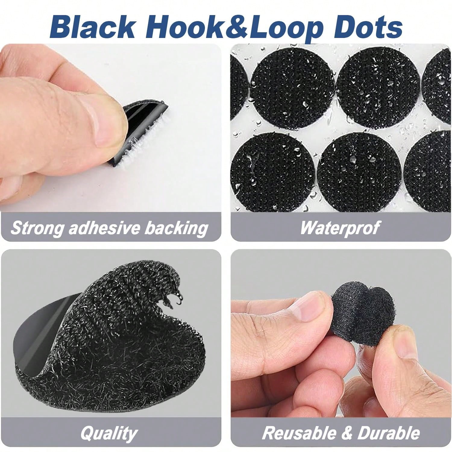 Self Adhesive Dots, Hook & Loop Fastener Dots, 0.79in Black Magic Hook ...