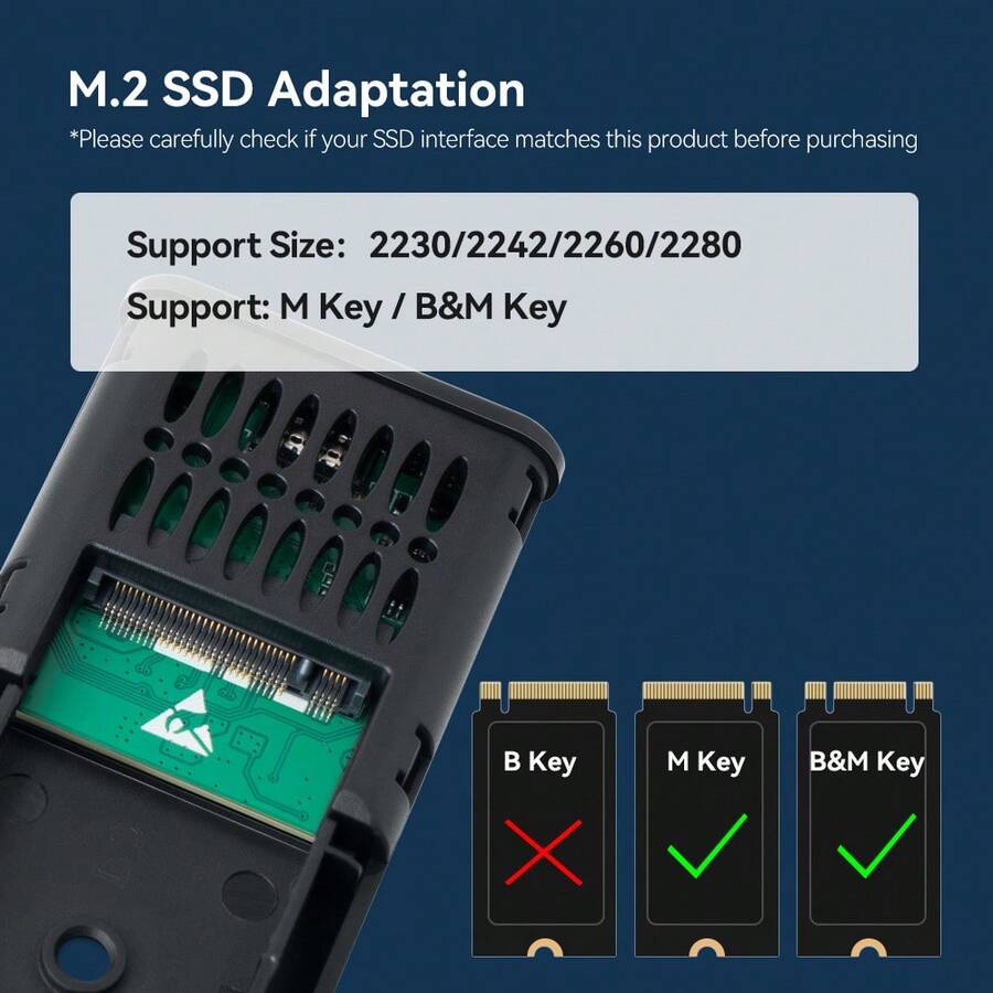 Unionsine SSD Case M.2 SSD Enclosure Adapter 20Gbps USB 3.2 Gen2 USB C ...