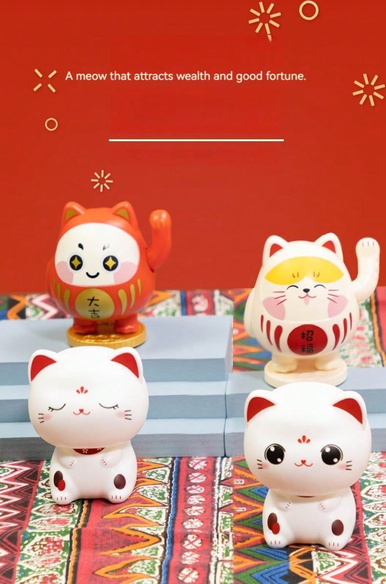 Solar Powered Lucky Cat Statue, Head-Bobbing Motion Activated By ...
