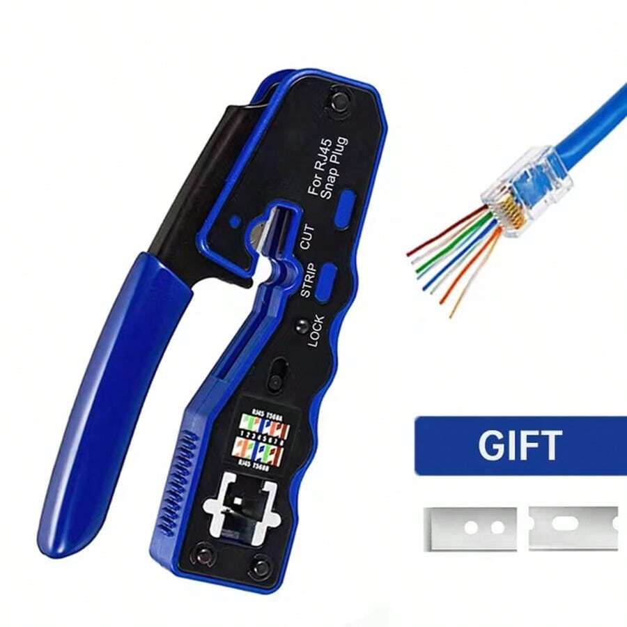 RJ45 Crimp Tool Pass Through Crimper Cutter For Cat6a Chat5 8p8c ...