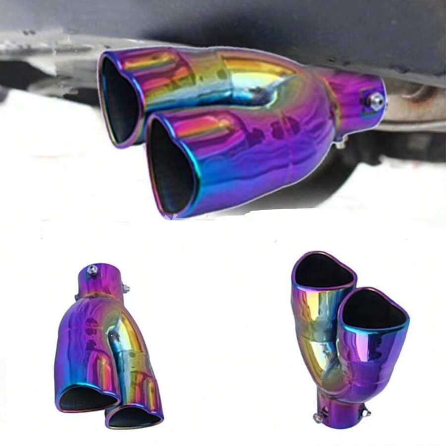 Car External Parts Colorful Heart Shape Double Exhaust Tail Pipes ...
