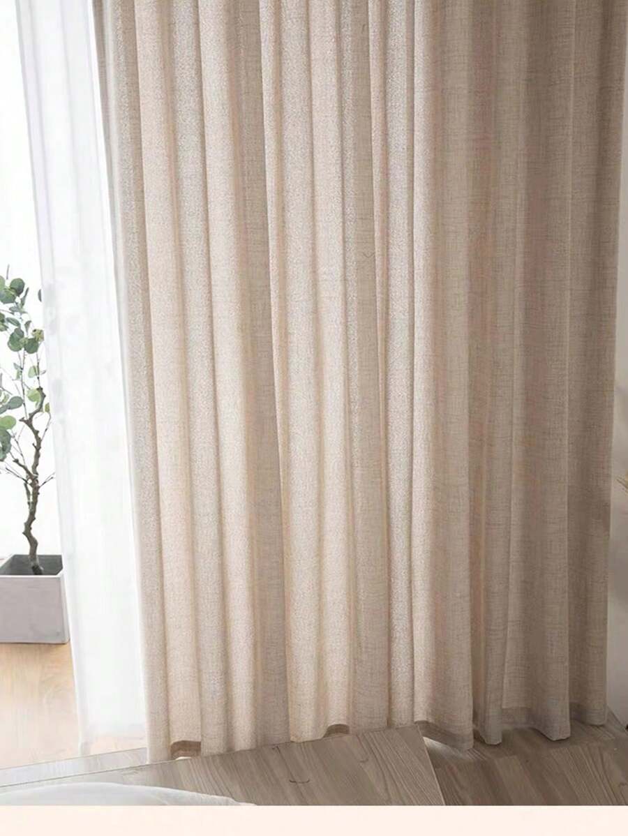 1pc Japanese-Style Minimalist Elegant Synthetic Linen Curtain Drape ...