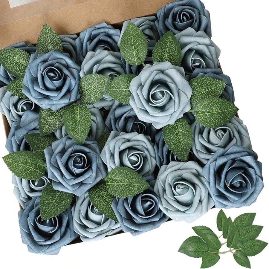 Artificial Flower Roses, 7/12/17/22/27pcs Real Touch Fake Foam Roses ...