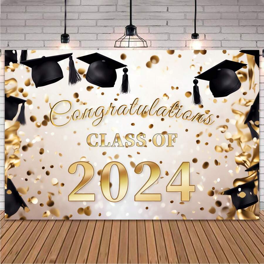 5*3 Feet 2024 Graduation Backdrop Various Styles Glitter Large ...