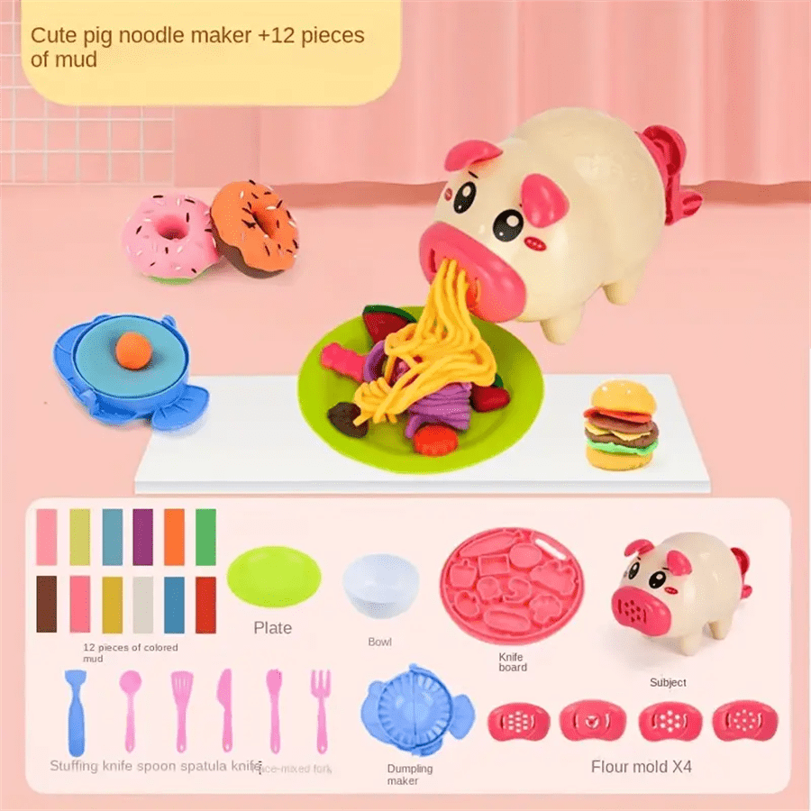 1pc Dough Piglet, Noodle Machine, Playhouse, Plasticine Set, Dumplings, Fruits And Vegetables ...