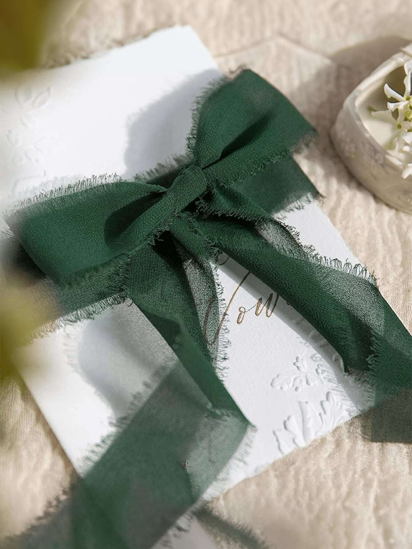 3 Rolls, Handmade Tassel Chiffon Silk Ribbon Green Satin Ribbon Wedding ...