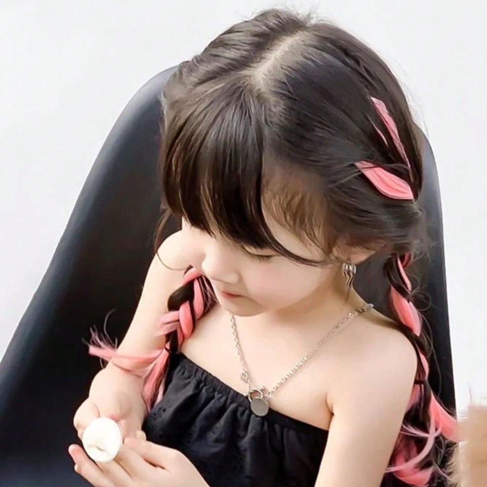 2pcs Kids Colorful Hair Extensions, Natural Looking Seamless Clip-In ...