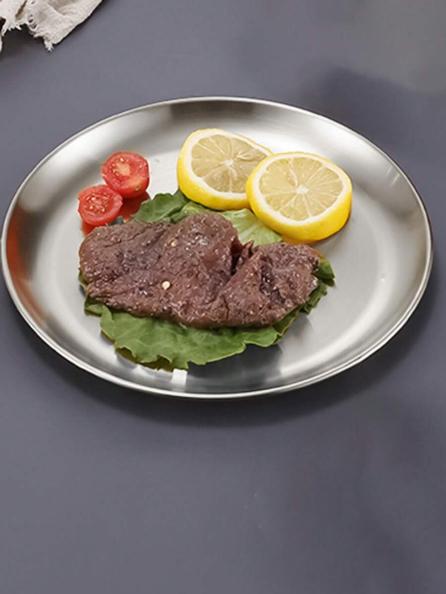 Stainless Steel Bbq Grilling Plate Tray, Round 7.87 Inch Reusable Dish ...