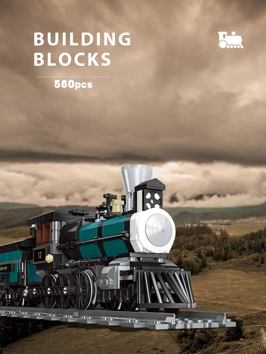 Steam Locomotive Building Block Set DIY Railway Express Self Assembly ...