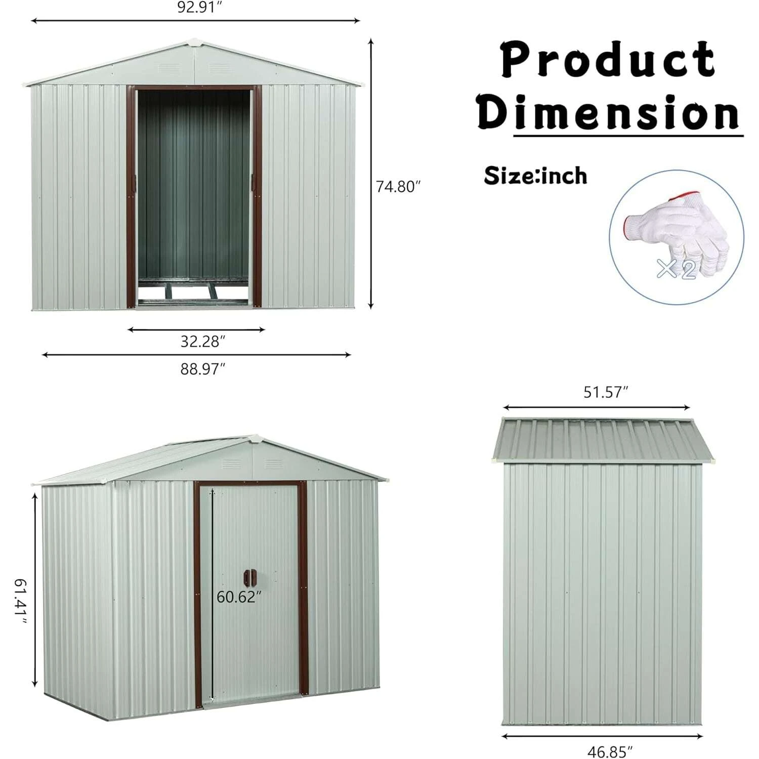 Outdoor Metal Storage Shed With Punched Vents Aluminum Frame Study ...