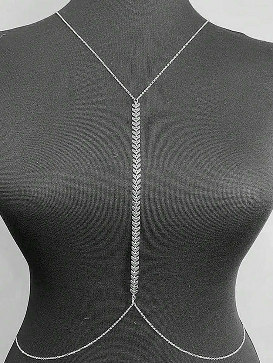 1pc Sexy Airplane Shaped Fishbone Chain Back Body Chain For Women Daily ...