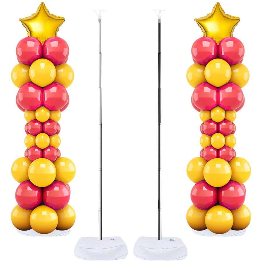 Balloon Column Stand Set Of 2, 6.6ft Adjustable Balloon Stand Kit With ...