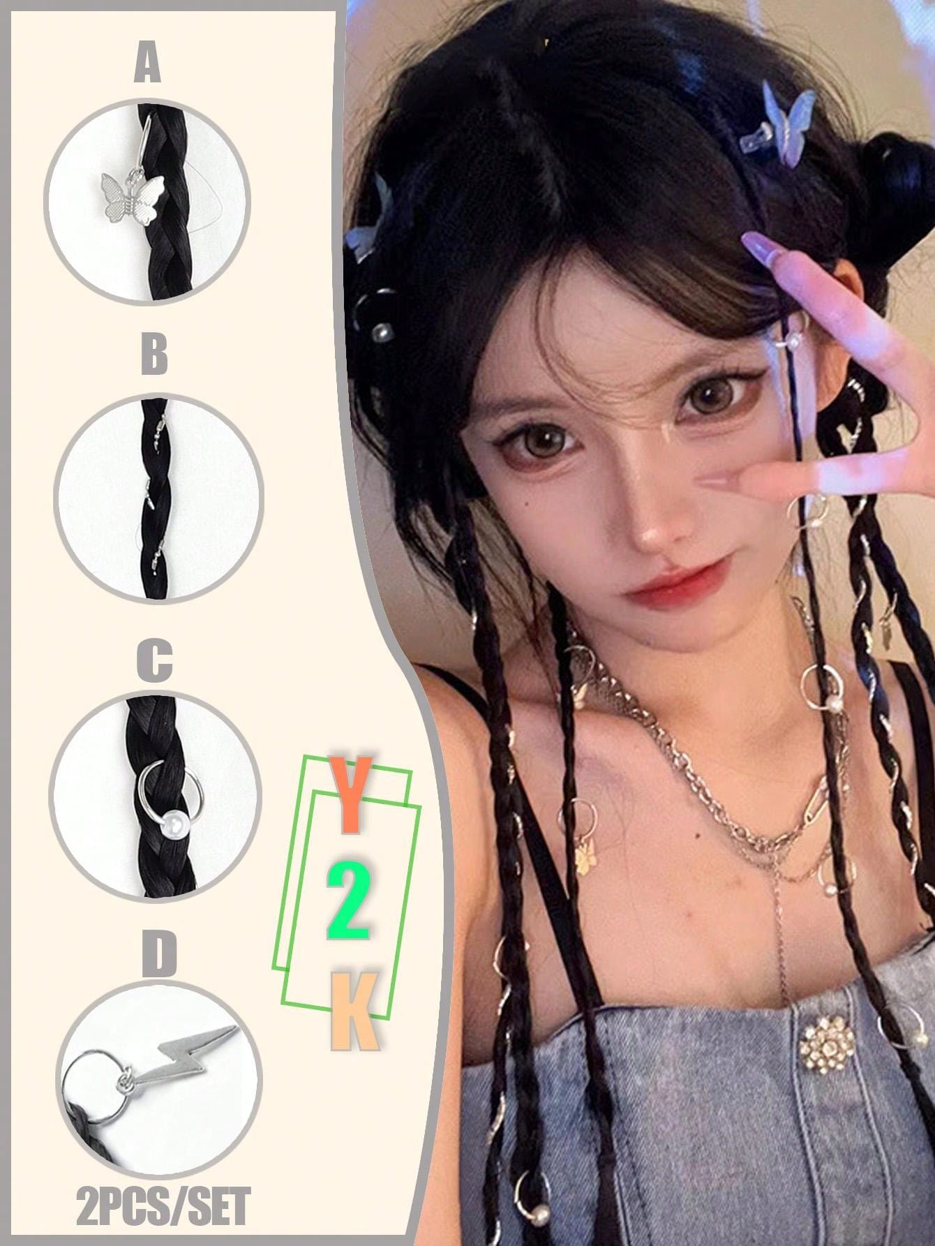 2pcs/Set Synthetic Hair Braids With Boxing Braid, Pigtail, Fishtail ...