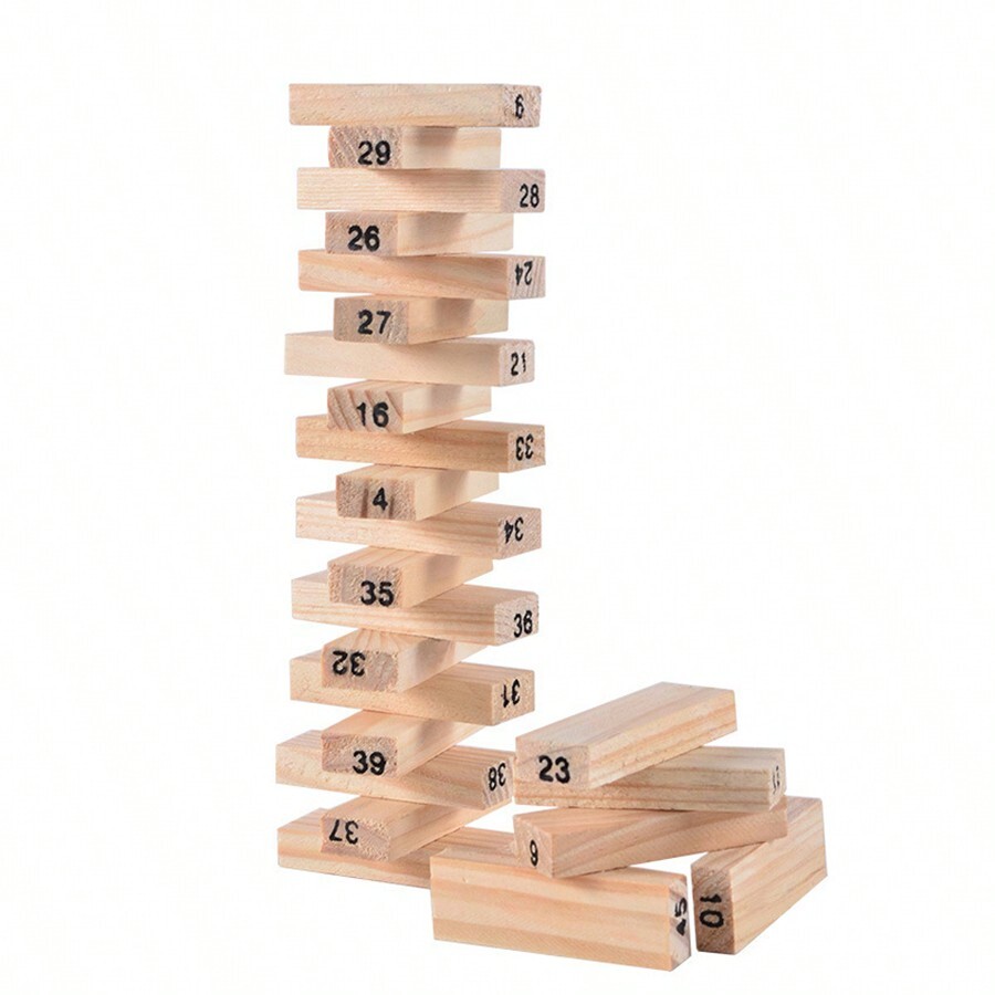 1set 54pcs Wooden Number Stacking Blocks For Learning, Building And ...