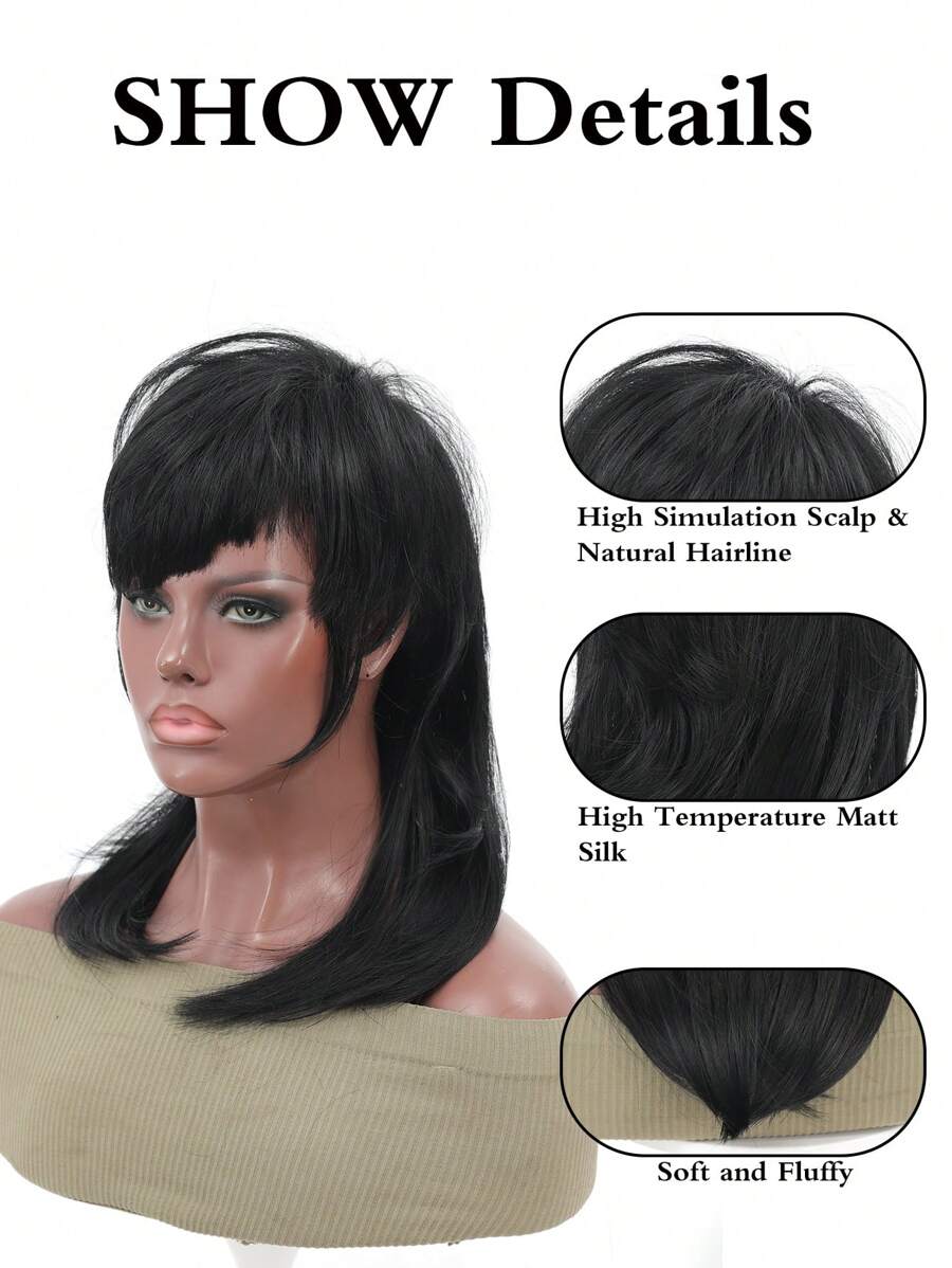 18 Inch 80s90s Mullet Wigs For Women Mullet Pixie Cut Wig With Bangs ...