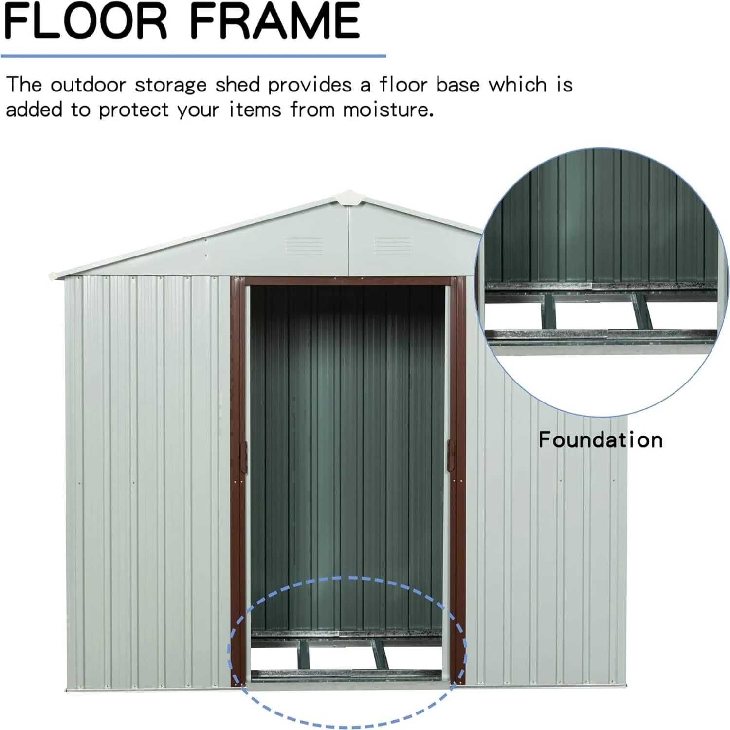 Outdoor Metal Storage Shed With Punched Vents Aluminum Frame Study ...