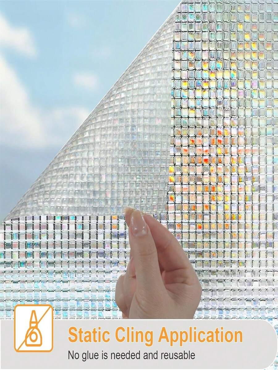 Rainbow Window Privacy Film Decorative, Static Cling Stained Glass ...