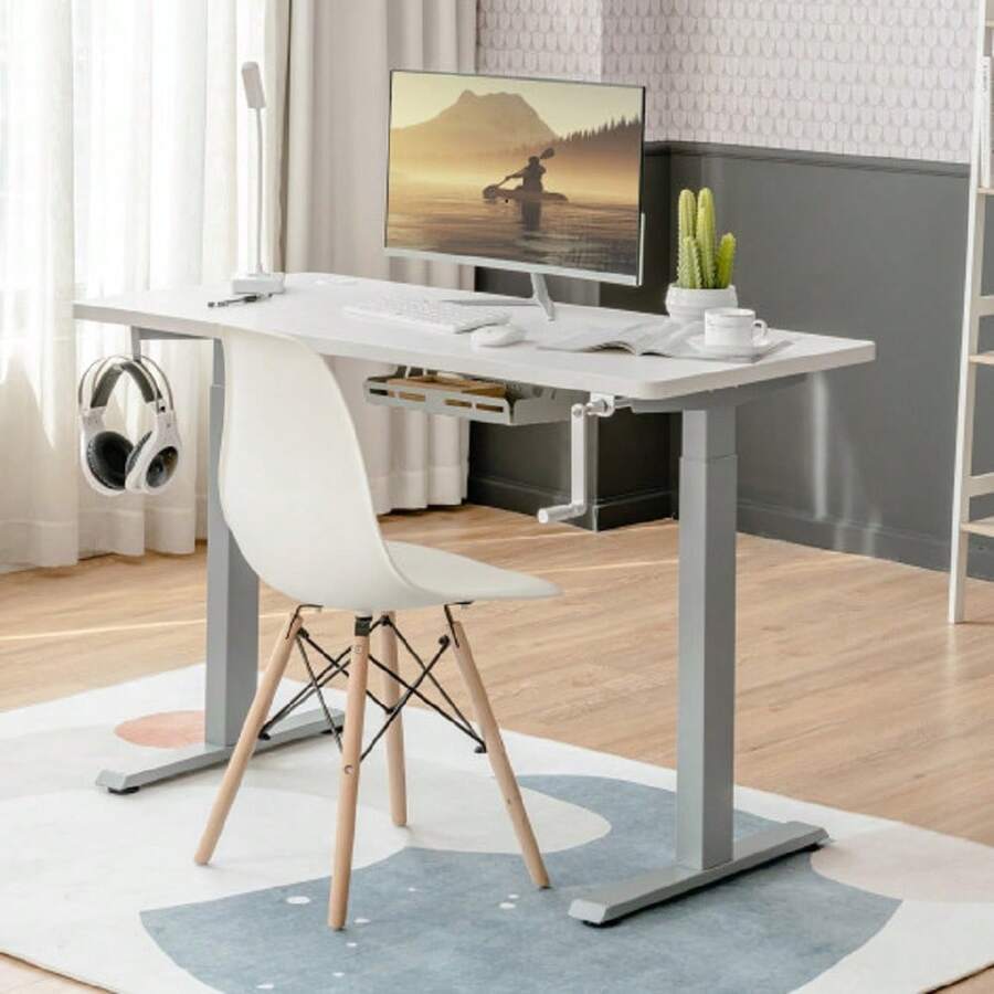 Hand Crank Sit To Stand Desk Frame Height Adjustable Standing Base ...