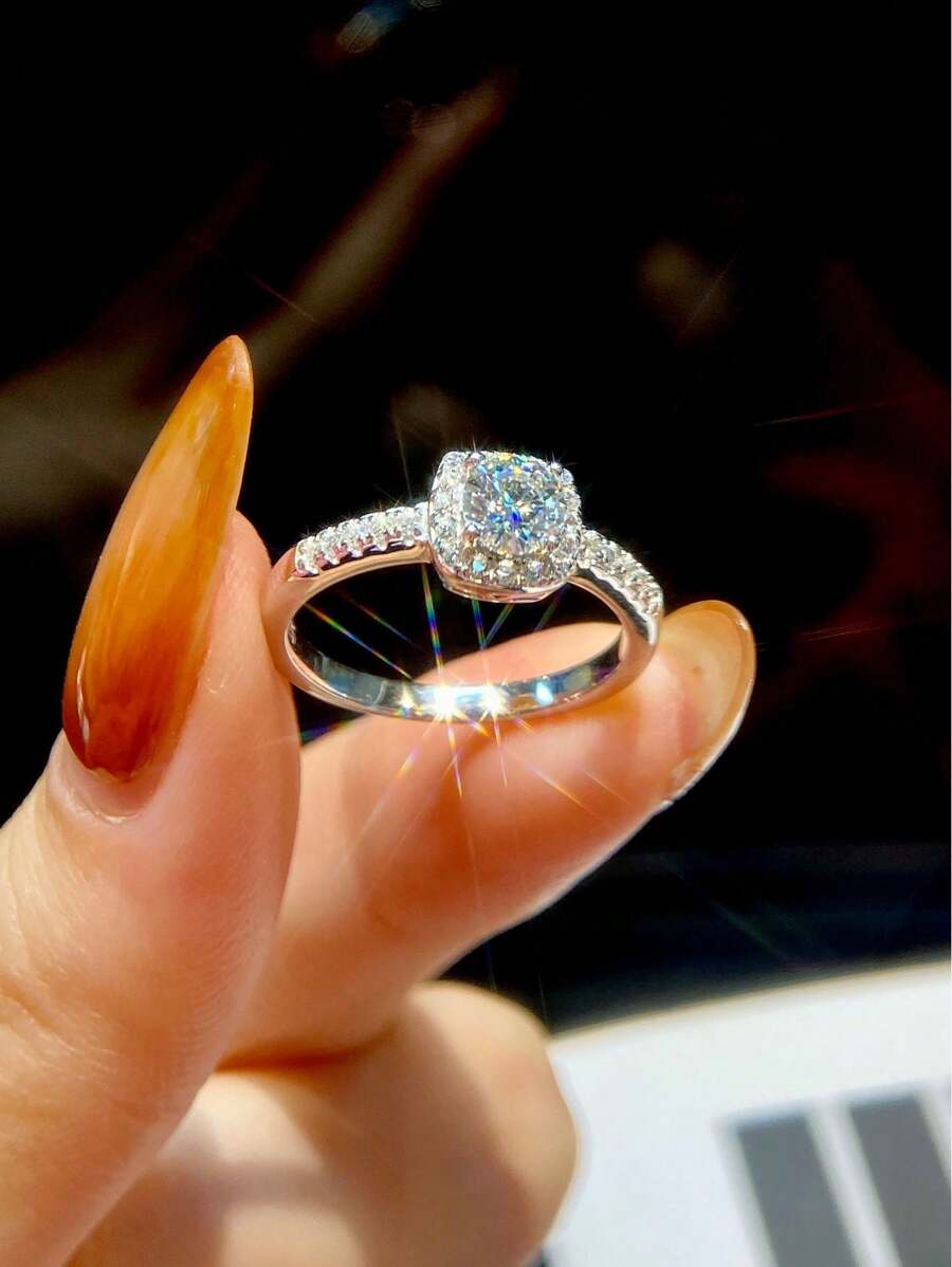 1 pièce Bague de fiançailles en diamant Moissan carré 0.5ct classic ...