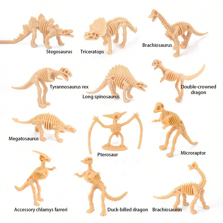 48pcs Dinosaur Skeleton Dinosaur Fossil Model PVC Dinosaur Skeleton ...