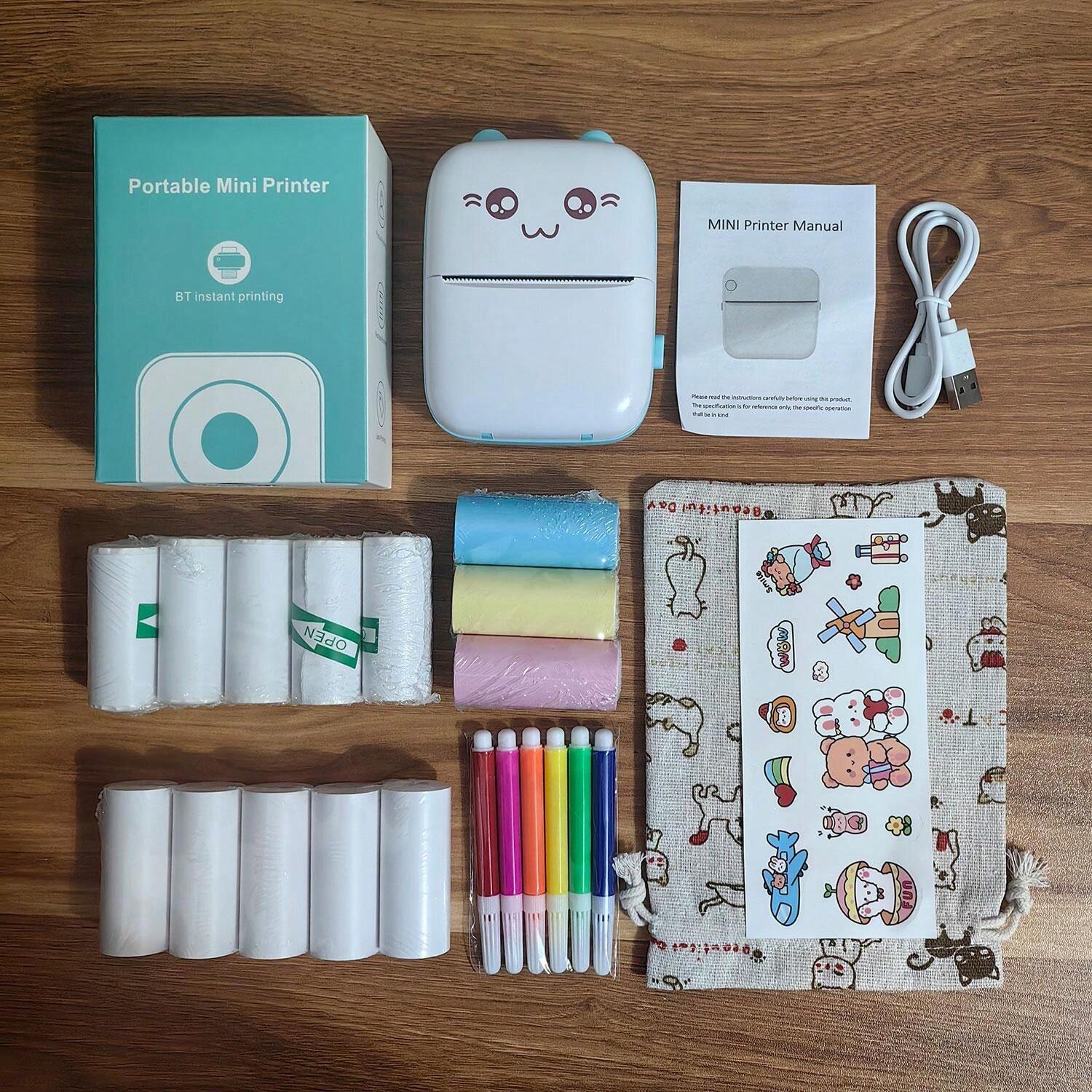 C9 Mini Portable Printer Set, Can Print Images, Photos, Labels, Text ...