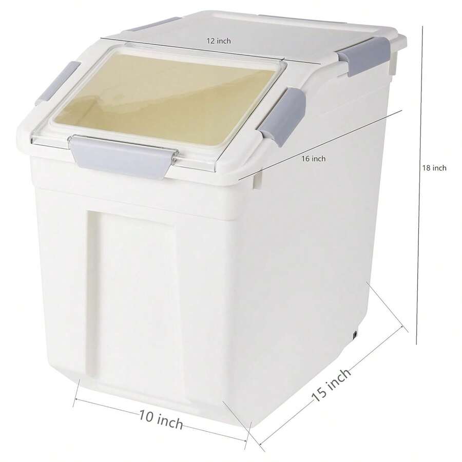 Flour Storage Container 25 Lb 25 Liters With Wheels Seal Locking Lid PP ...