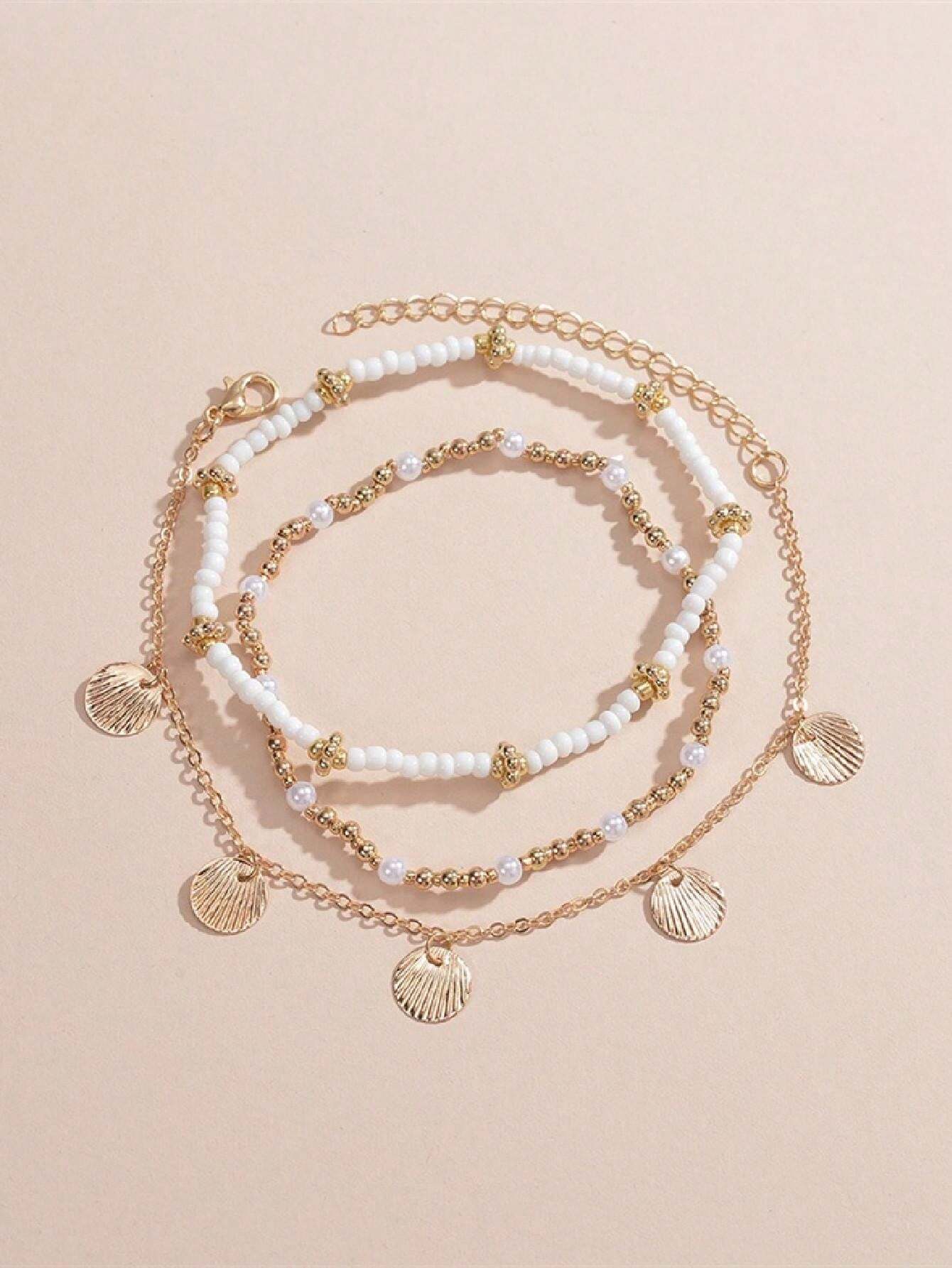3pcs Round Charm Anklet | SHEIN UK
