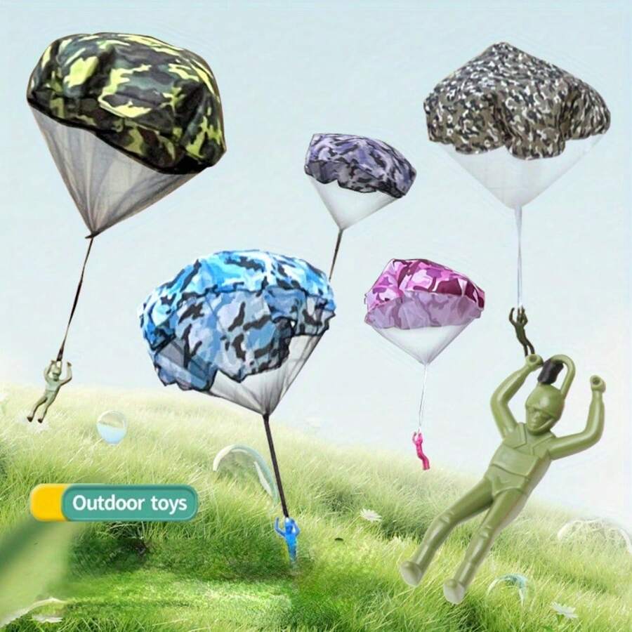 3pcs/Set Camouflage Parachute Toys Outdoor Flying Parachute Outside ...