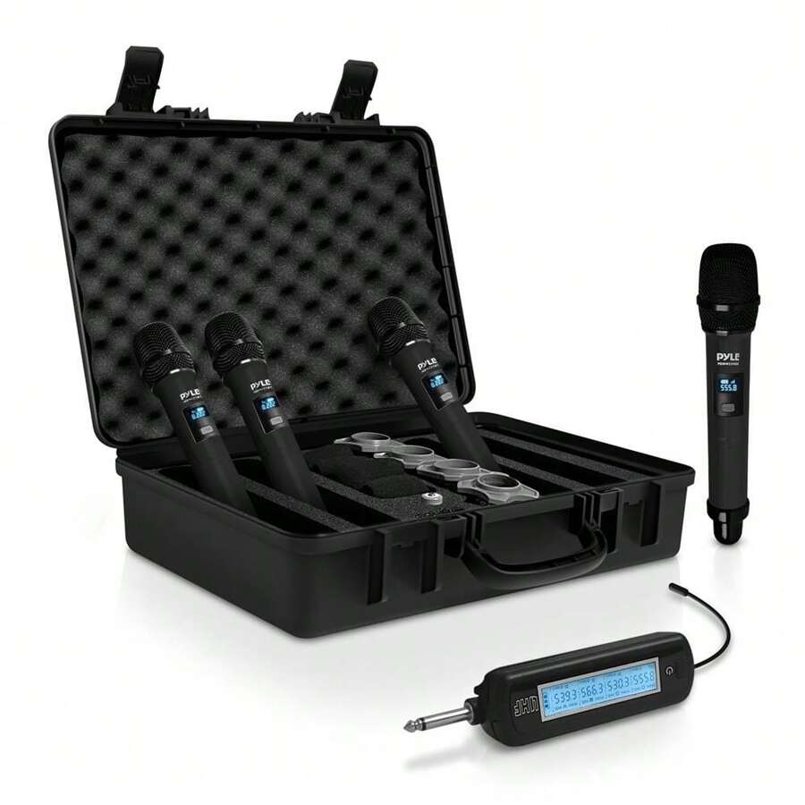 Portable Universal Wireless Microphone System, UHF Quad Channel ...