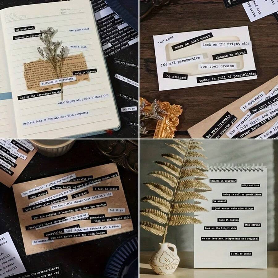 8pcs Quote Phrase Word Stickers For Scrapbooking, Vintage, Sentiment ...
