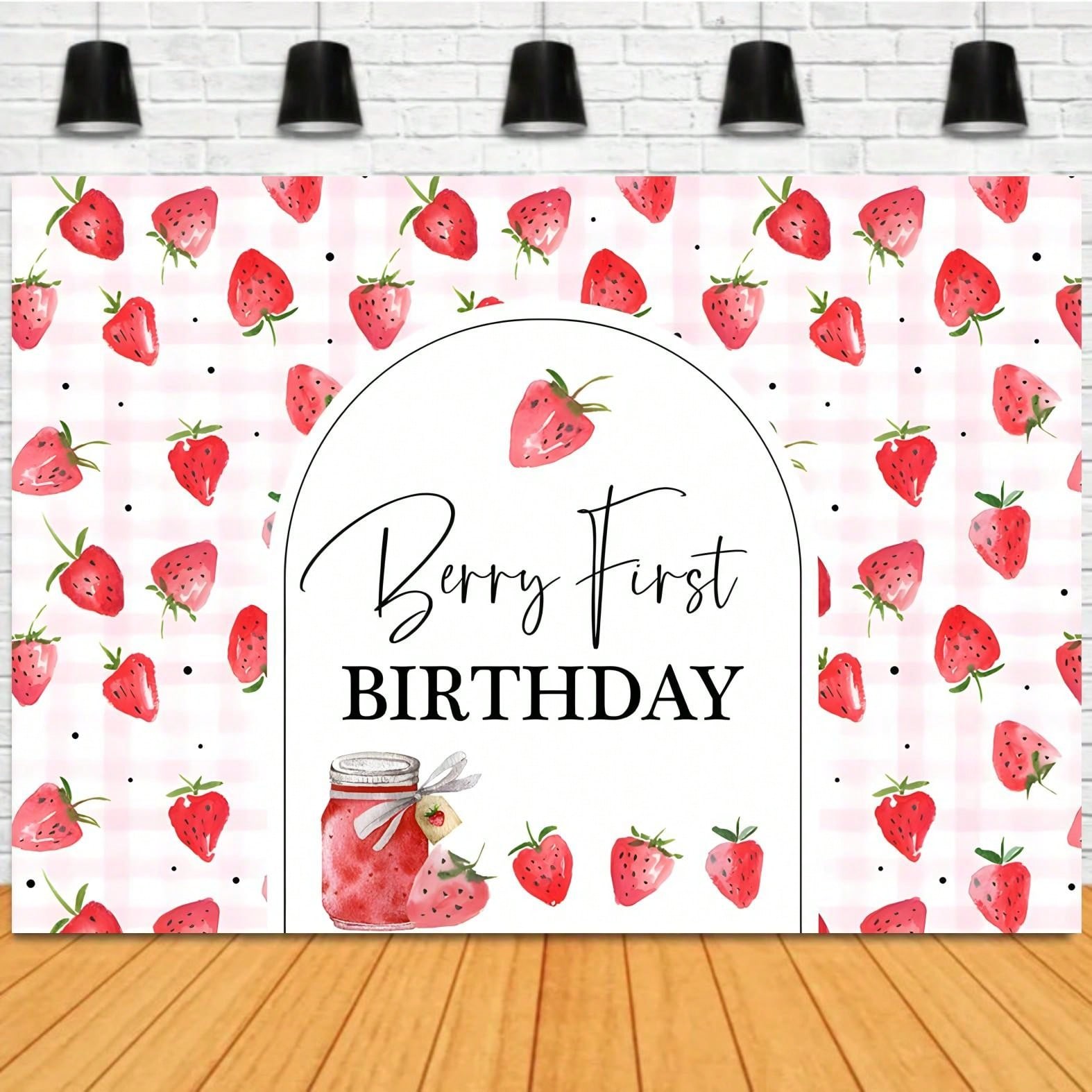 Strawberry 1st Birthday Backdrop For Our Berry Sweet Is Turning First ...