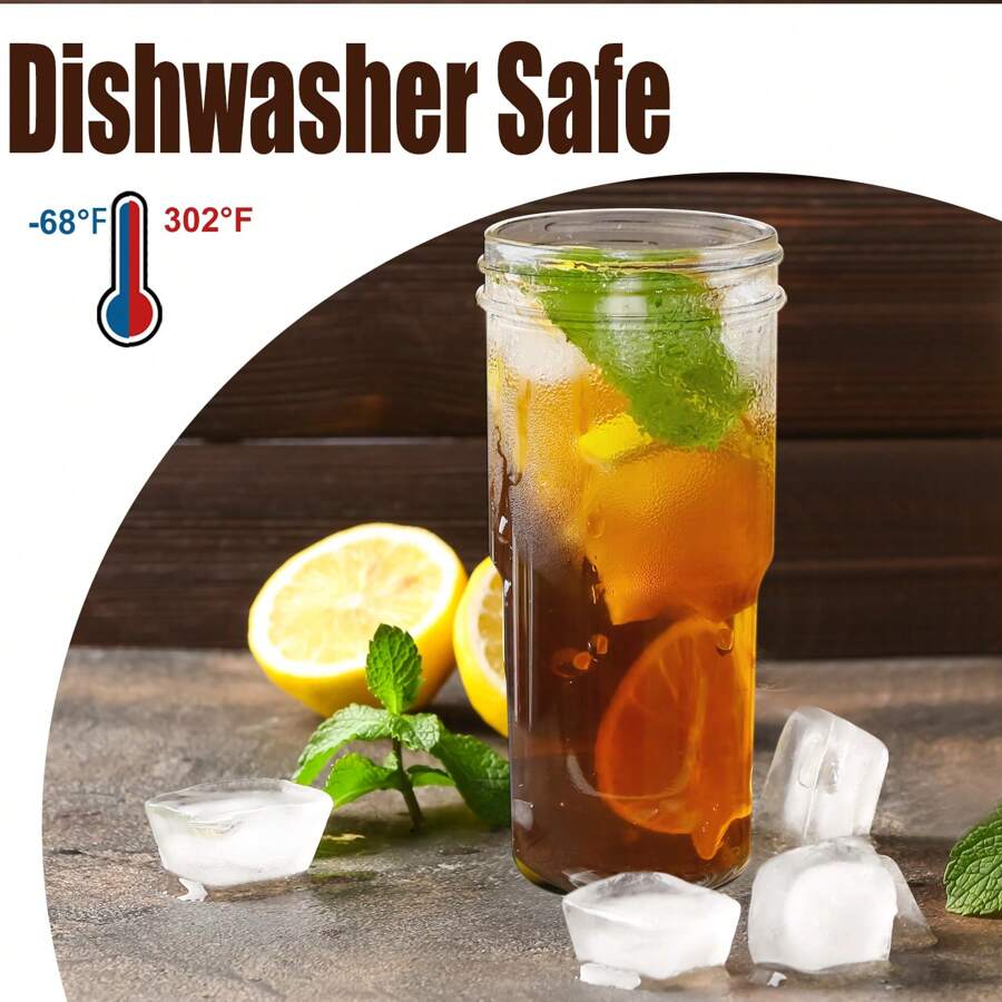 6 Pack Glass Tumbler Cups Bubble Tea Cup 24oz Iced Coffee Cups Drinking ...