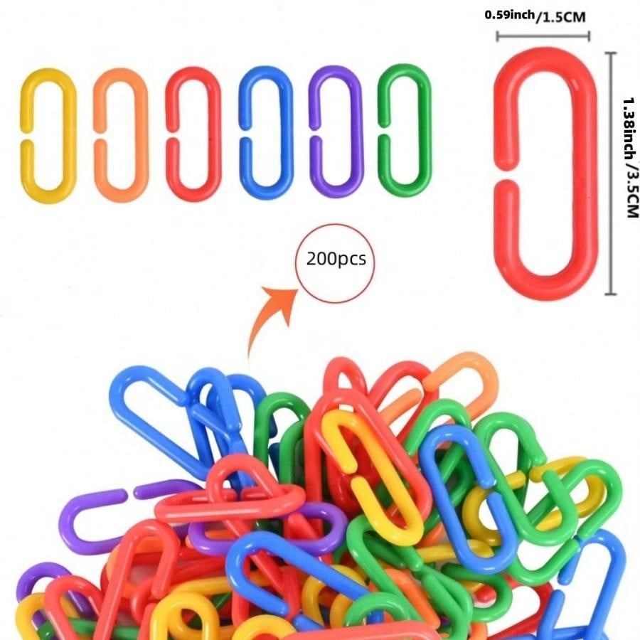 200g Plastic C-Shaped Clip Hook Chain Links - Interchangeable Rainbow C ...