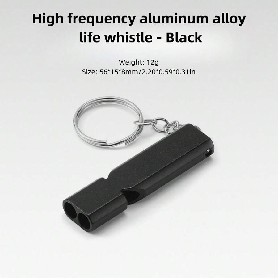 1pc Black Dual Hole High Frequency Outdoor Survival Whistle, Aluminum ...