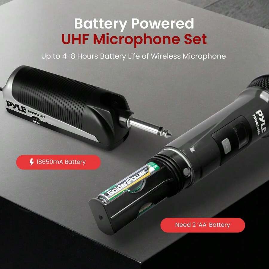 Portable Universal Wireless Microphone System, UHF Quad Channel ...