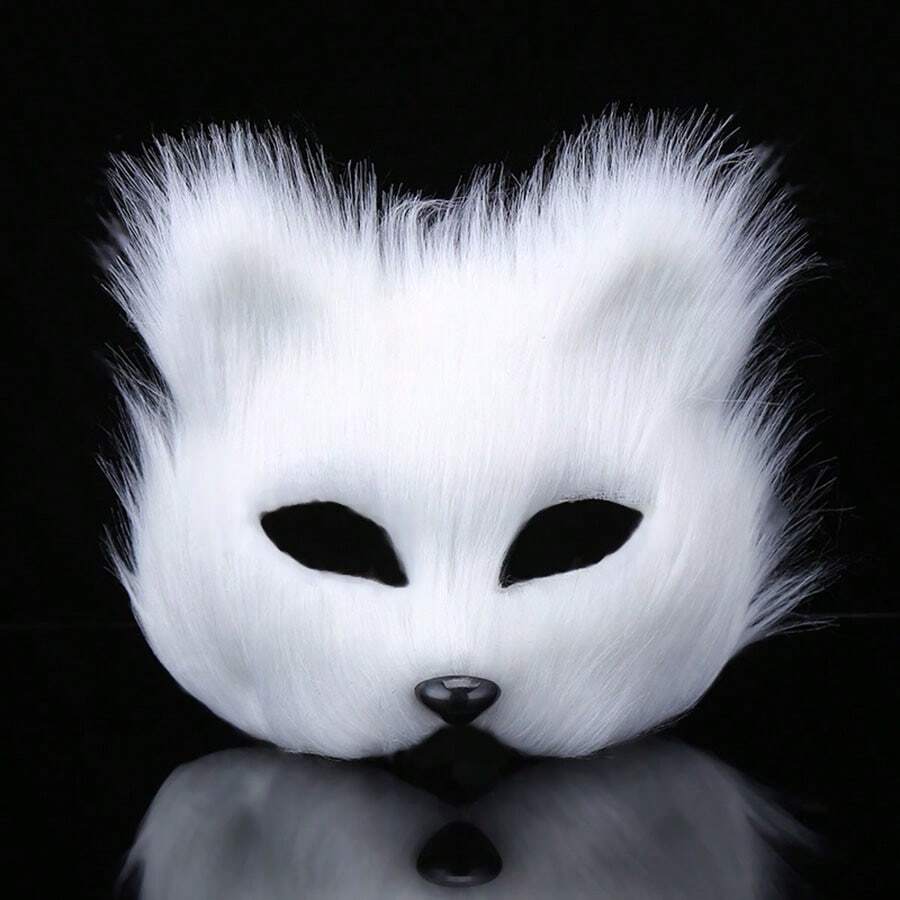 1pc Realistic Fox Half Face Costume Mask, Diy Long Hair Animal Mask For ...