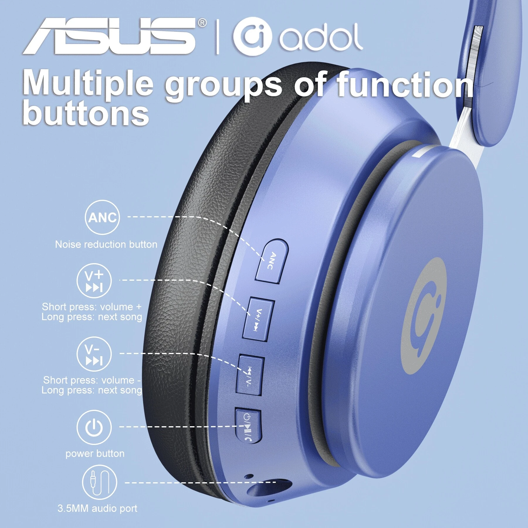 Asus AS-D72 Auricolari senza fili con riduzione attiva del rumore ...