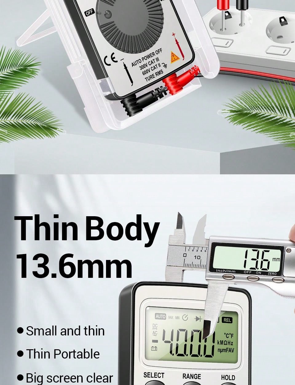 ANENG AN101 Mini Multimeter 1999 Count DC/AC Voltage Current Automatic ...