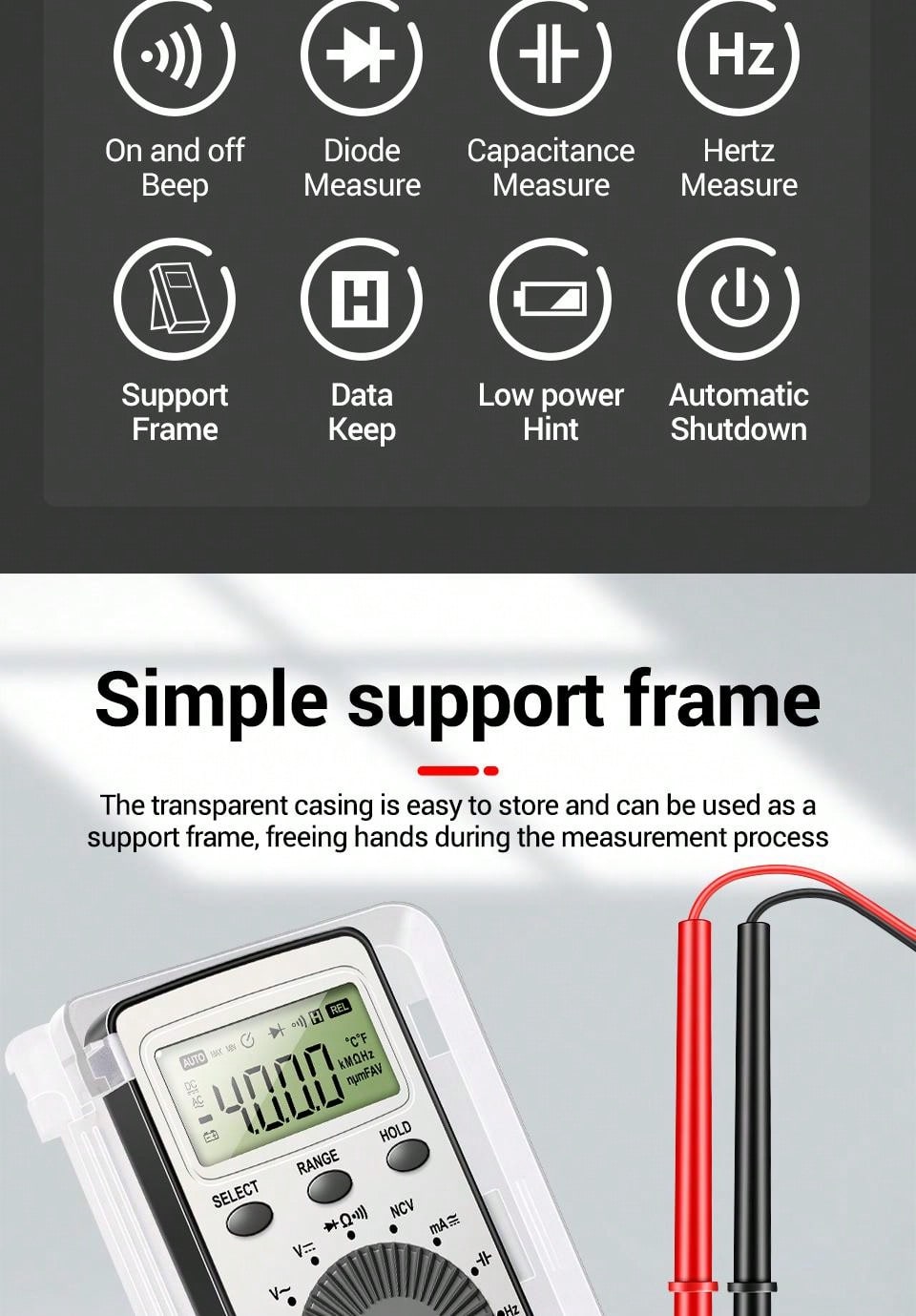 ANENG AN101 Mini Multimeter 1999 Count DC/AC Voltage Current Automatic ...